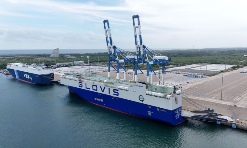Glovis dual fuel LNG RORO carrier docks at Hambantota International ...